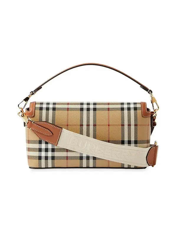Burberry Check & Leather Top Handle Bag