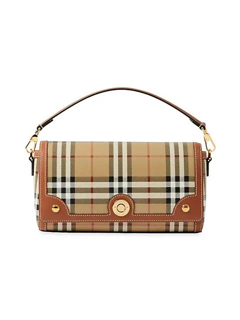 Burberry Check & Leather Top Handle Bag