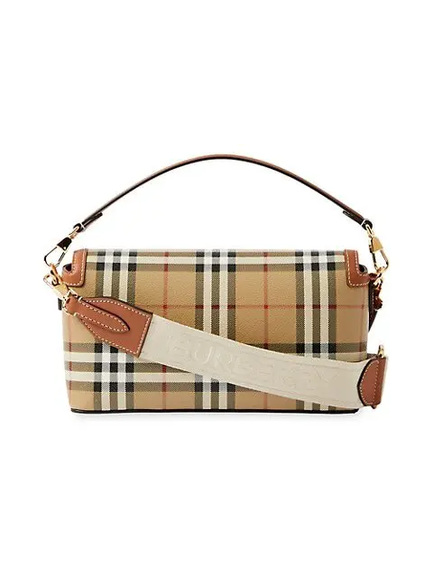 Burberry Check & Leather Top Handle Bag