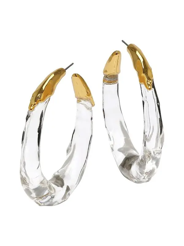 Alexis Bittar Essentials Molten 14k-gold-plated & Lucite Hoop Earrings - Clear