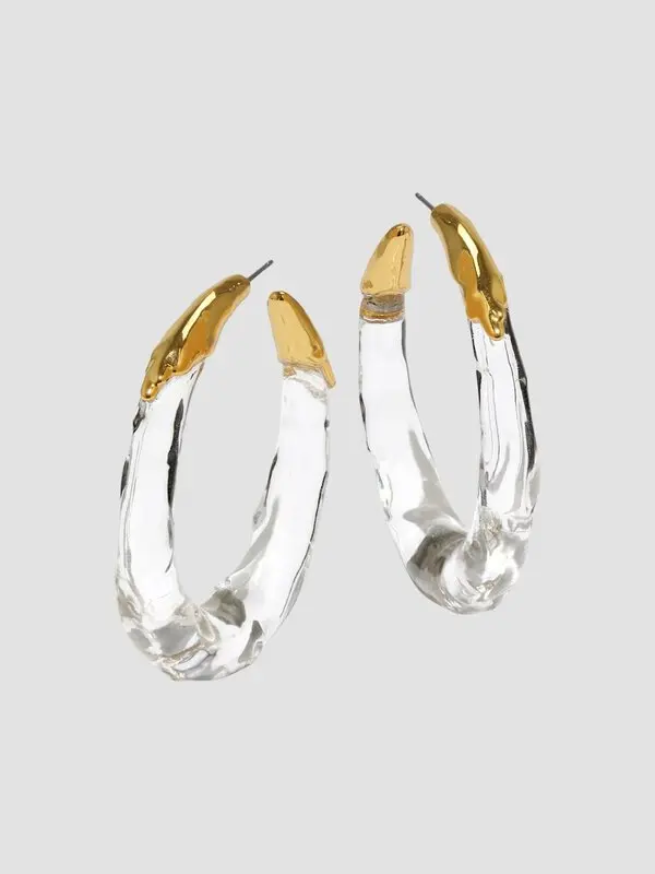 Alexis Bittar Essentials Molten 14k-gold-plated & Lucite Hoop Earrings - Clear