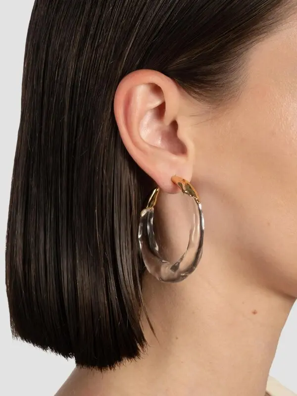 Alexis Bittar Essentials Molten 14k-gold-plated & Lucite Hoop Earrings - Clear