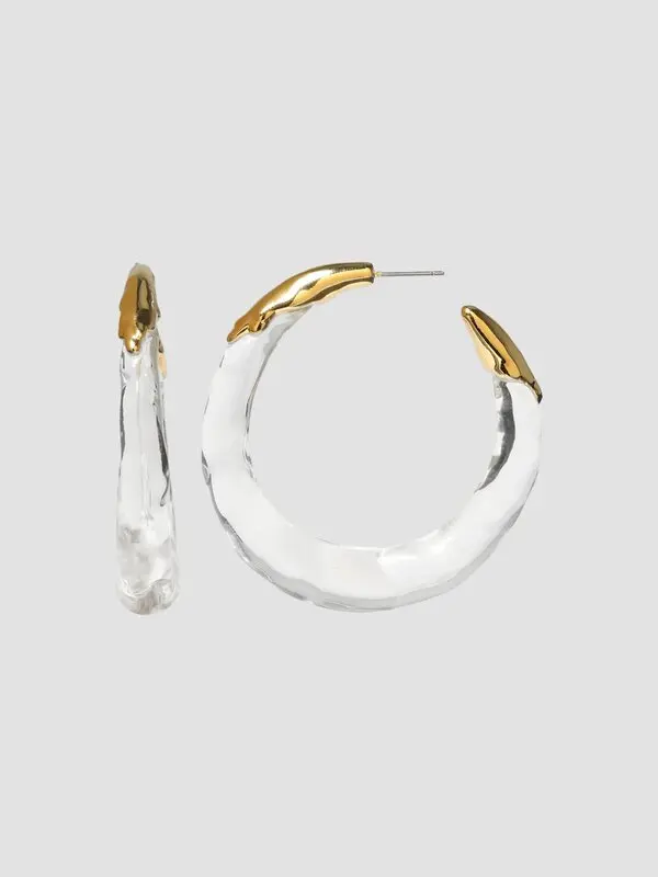 Alexis Bittar Essentials Molten 14k-gold-plated & Lucite Hoop Earrings - Clear
