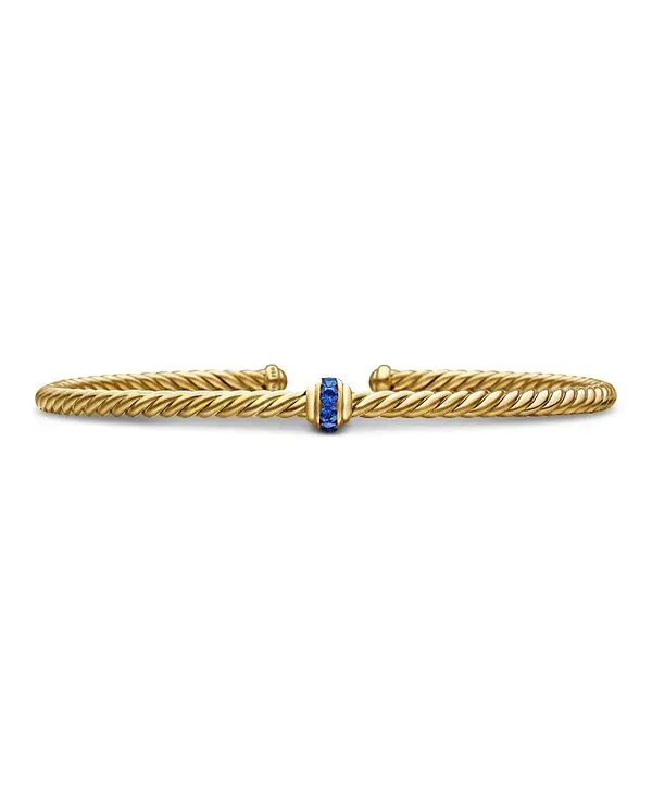 David Yurman 18k Yellow Cable Classics Bracelet - Blue Sapphire