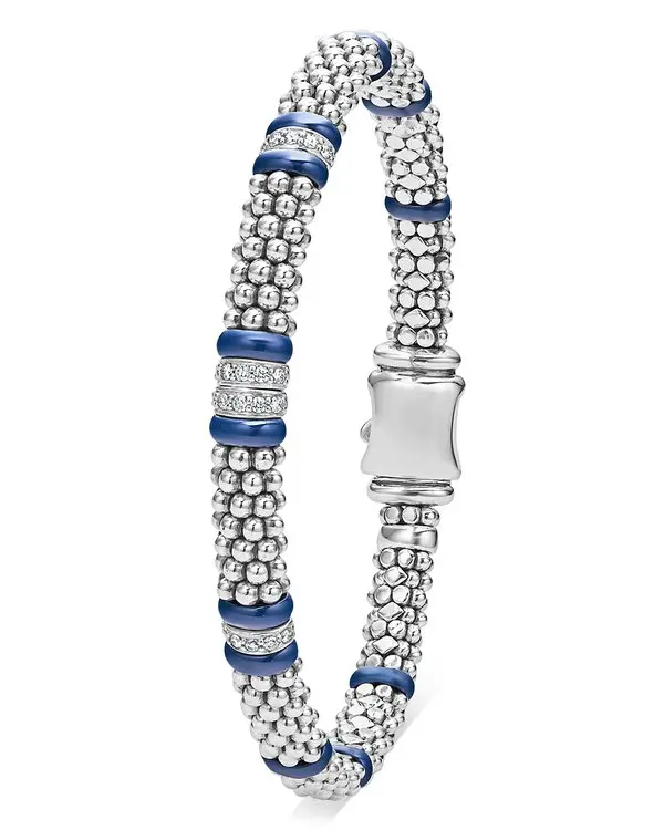 Lagos Diamond And Caviar Sterling Silver Bracelet - Blue/silver