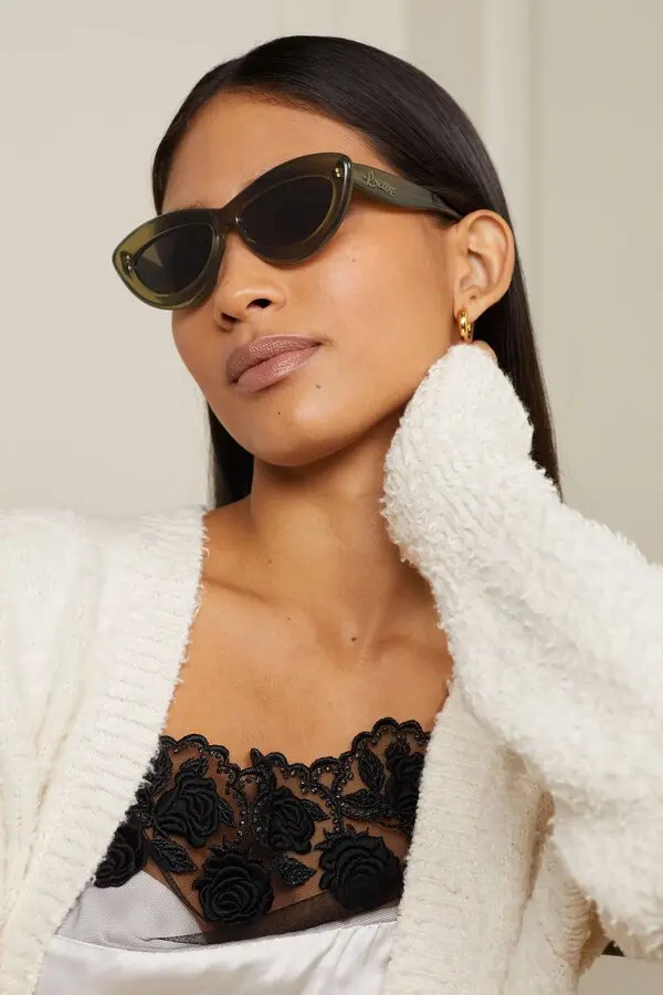 Loewe Inflated Cat-Eye Acetate Sunglasses - Brown | Editorialist