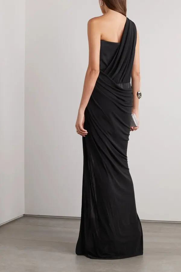Givenchy Draped One-Shoulder Satin Gown In Black - 60% Off | Editorialist