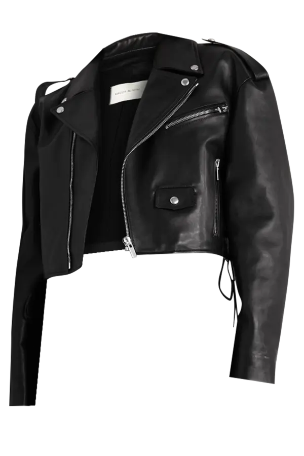 Magda Butrym Cropped Leather Biker Jacket