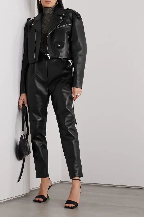 Magda Butrym Cropped Leather Biker Jacket