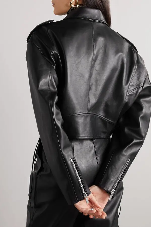 Magda Butrym Cropped Leather Biker Jacket