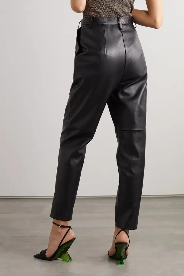 Magda Butrym Leather Tapered Cropped Trousers