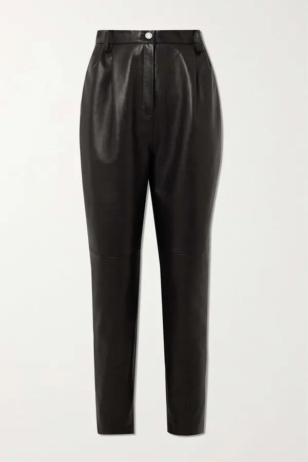 Magda Butrym Leather Tapered Cropped Trousers