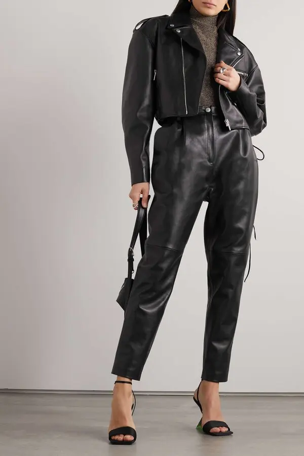 Magda Butrym Leather Tapered Cropped Trousers