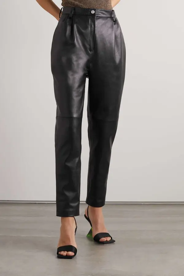 Magda Butrym Leather Tapered Cropped Trousers
