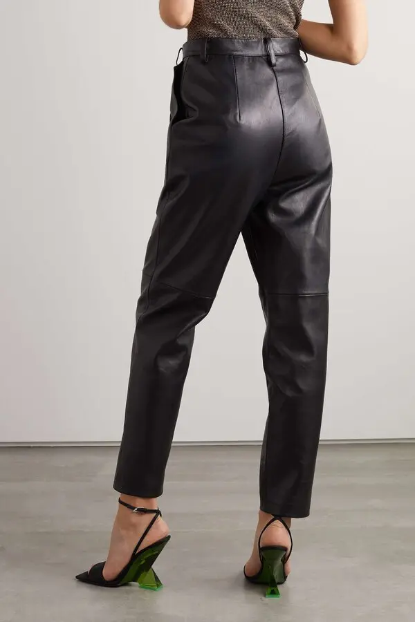 Magda Butrym Leather Tapered Cropped Trousers