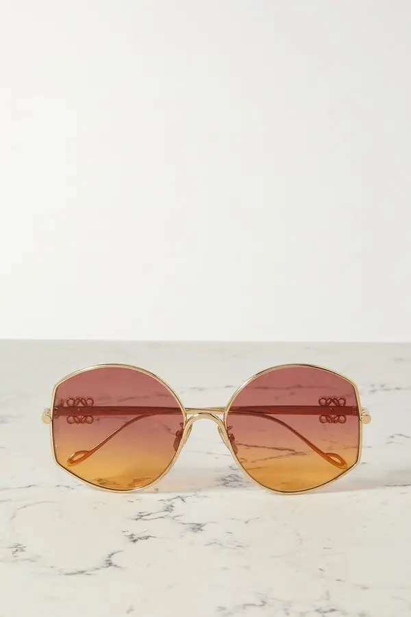 Loewe Oversized Round-frame Gold-tone Sunglasses