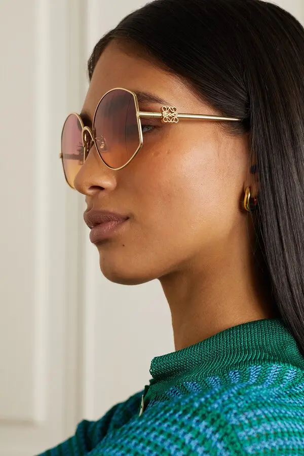 Loewe Oversized Round-frame Gold-tone Sunglasses