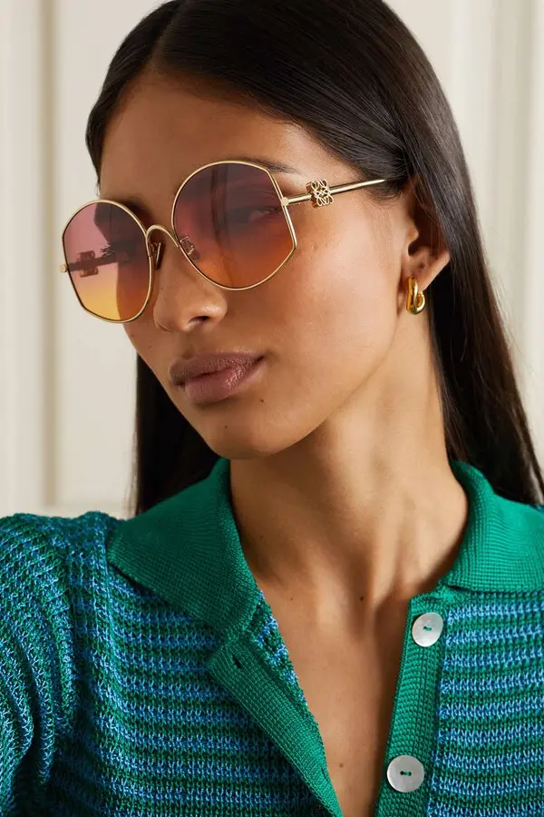 Loewe Oversized Round-frame Gold-tone Sunglasses