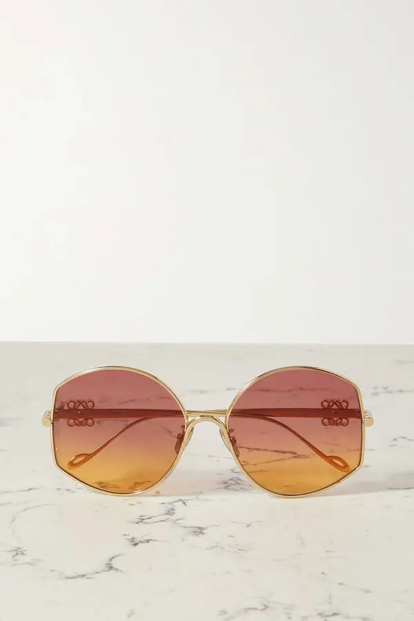 Loewe Oversized Round-frame Gold-tone Sunglasses