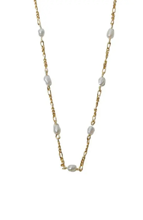 Argento Vivo Freshwater Pearl Station Necklace - Gold