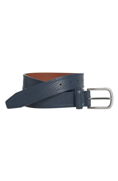 Johnston & Murphy Perforated Leather Belt - Navy
