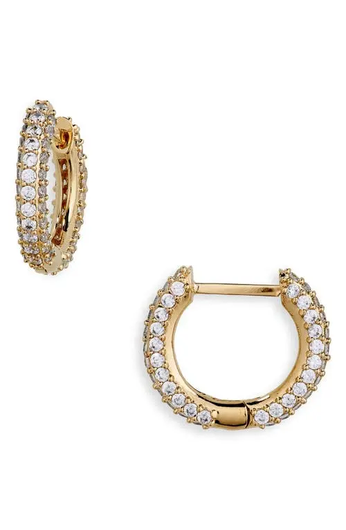 Nadri Pavé Cubic Zirconia Huggie Hoop Earrings - Gold