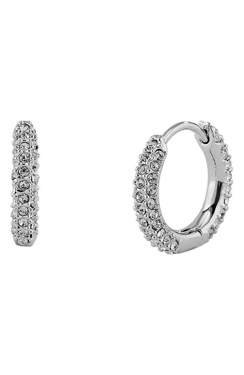 Nadri Pavé Cubic Zirconia Huggie Hoop Earrings - Rhodium