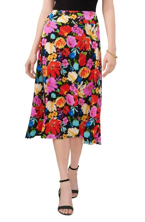 Chaus Floral A-line Skirt - Black 001
