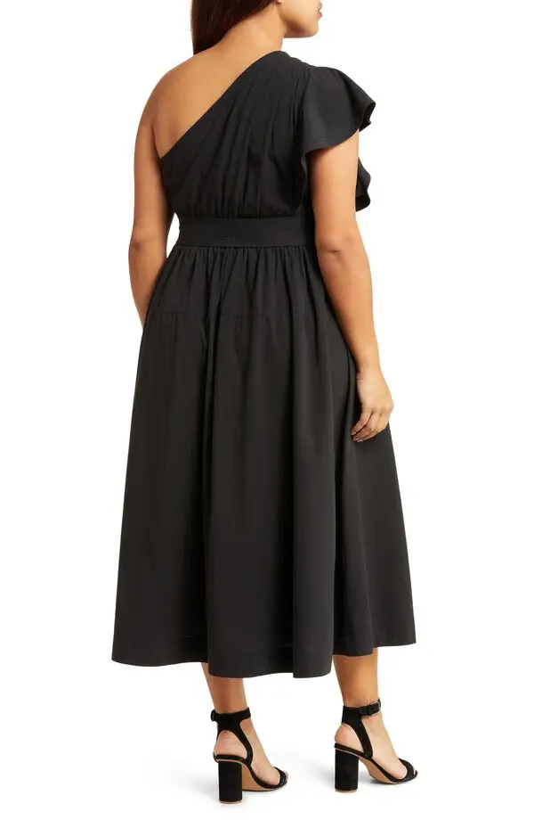 open lace back dress NWOT Madewell Nina Linen & Viscose Blend One Shoulder Midi Dress Size –  theuntamedthread.com main image 1