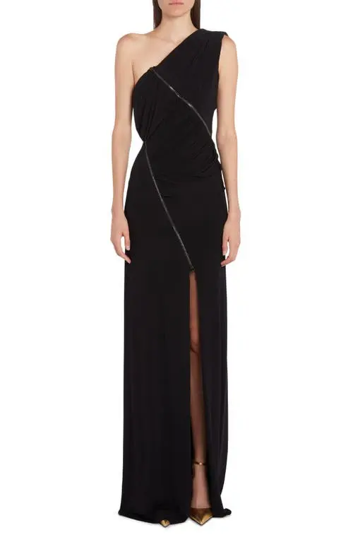TOM FORD Zip Detail One Shoulder Jersey Gown