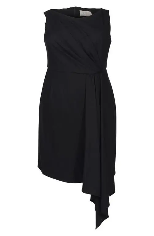 MAYES NYC Adele Draped Asymmetric Sheath Dress - Black