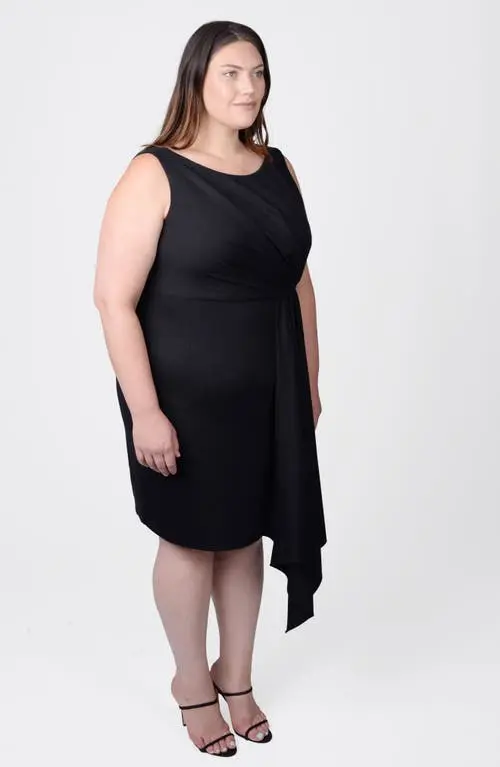 MAYES NYC Adele Draped Asymmetric Sheath Dress - Black