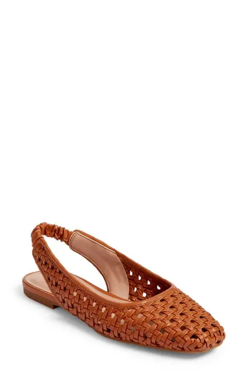 Nordstrom Arabella Woven Slingback Flat - Tan Toffee
