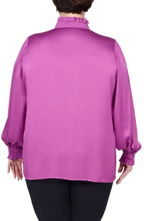 MAYES NYC Torie Ruffle Collar Satin Blouse