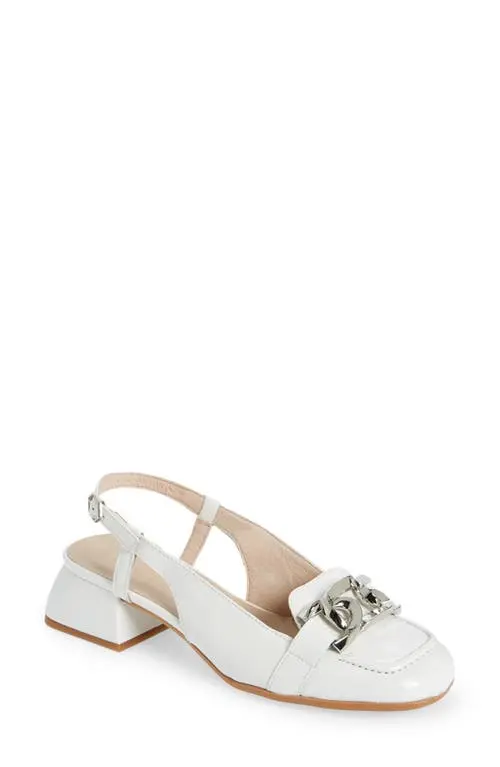 WONDERS Chain Detail Slingback Pumps - White Patent