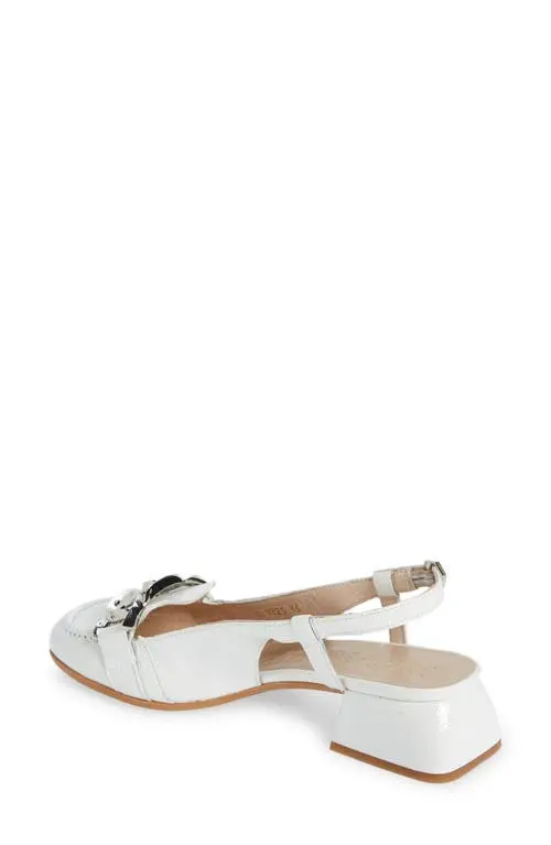 WONDERS Chain Detail Slingback Pumps - White Patent