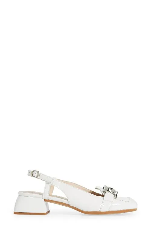 WONDERS Chain Detail Slingback Pumps - White Patent