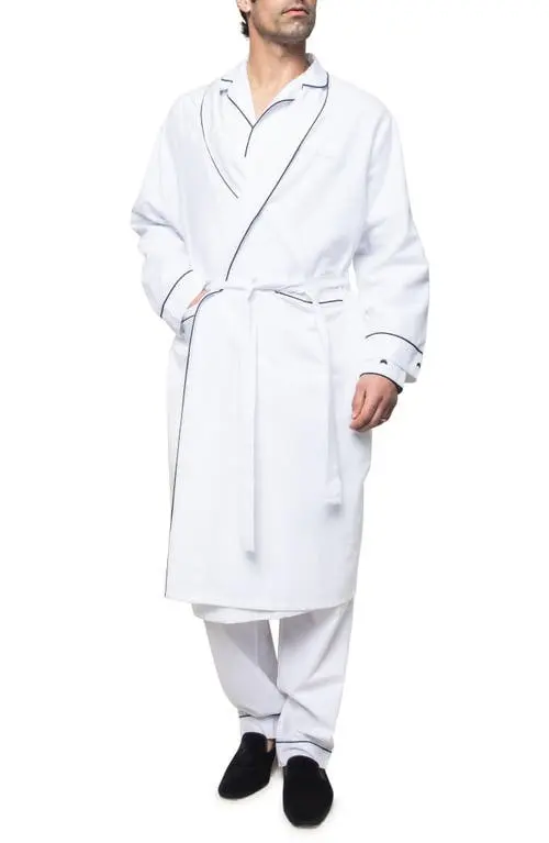 PETITE PLUME Cotton Flannel Robe - White
