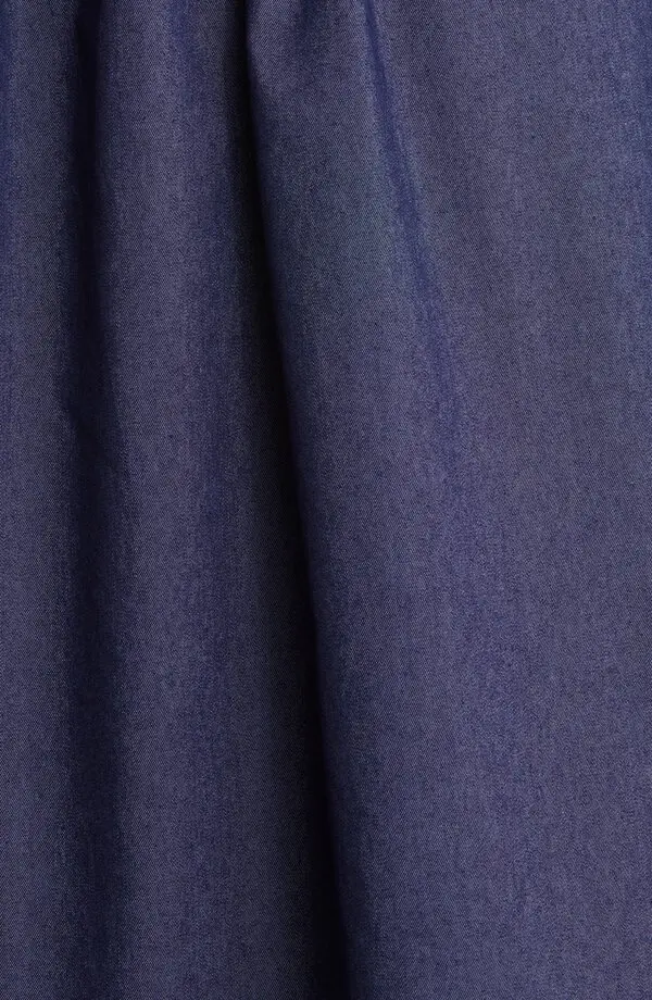 TAHARI ASL Smocked Bodice Denim Midi Dress