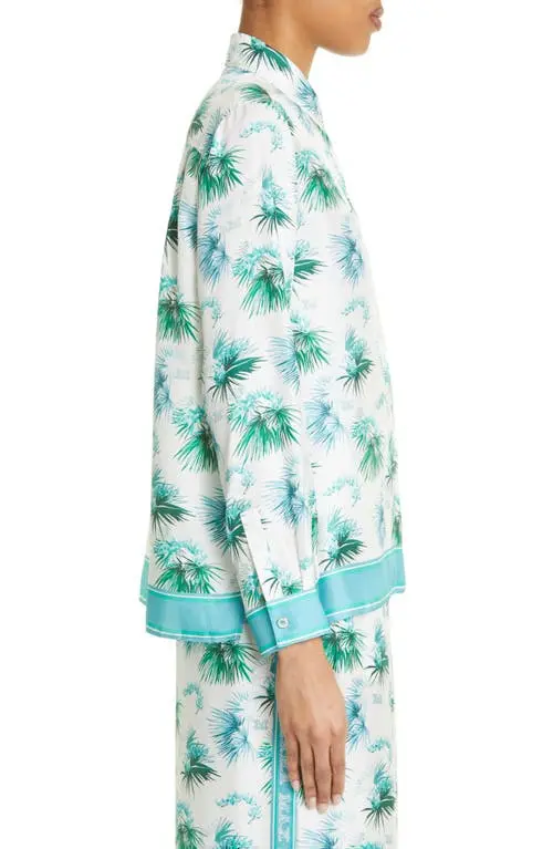 Max Mara Svago Tropical Floral Silk Button-up Shirt