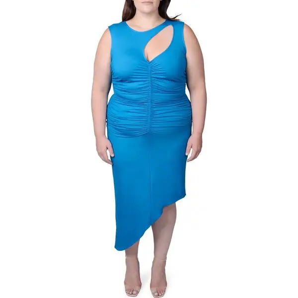 MAYES NYC Sarah Cutout Asymmetric Dress - Blue