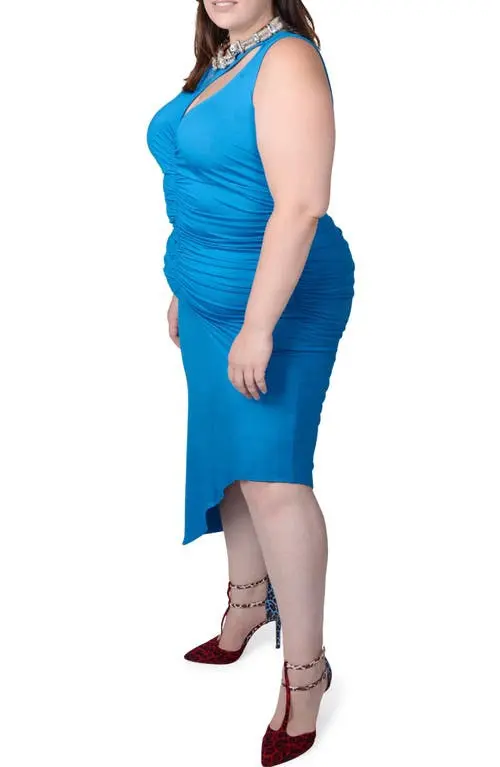 MAYES NYC Sarah Cutout Asymmetric Dress - Blue