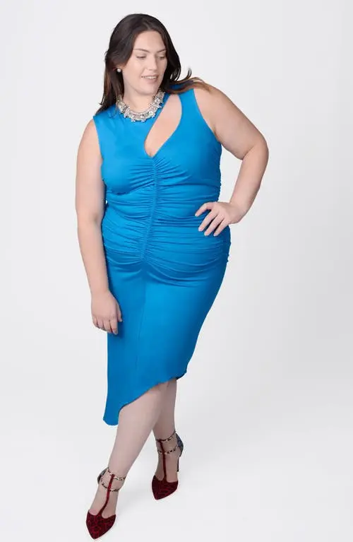 MAYES NYC Sarah Cutout Asymmetric Dress - Blue