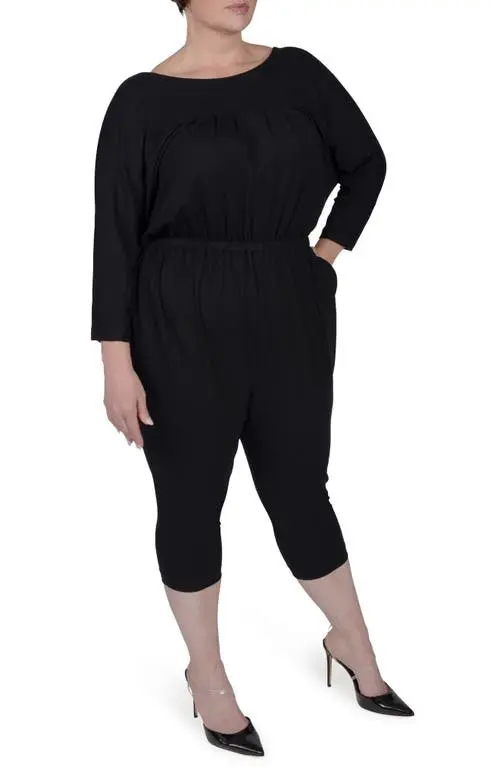 MAYES NYC Alex Jersey Crop Jumpsuit - Black