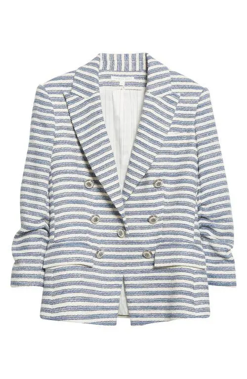 Veronica Beard Ryland Stripe Cotton Blend Dickey Jacket - Blue Multi