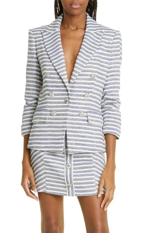 Veronica Beard Ryland Stripe Cotton Blend Dickey Jacket