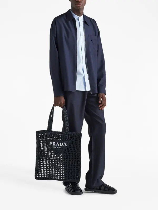 Prada Zip-front Silk Shirt
