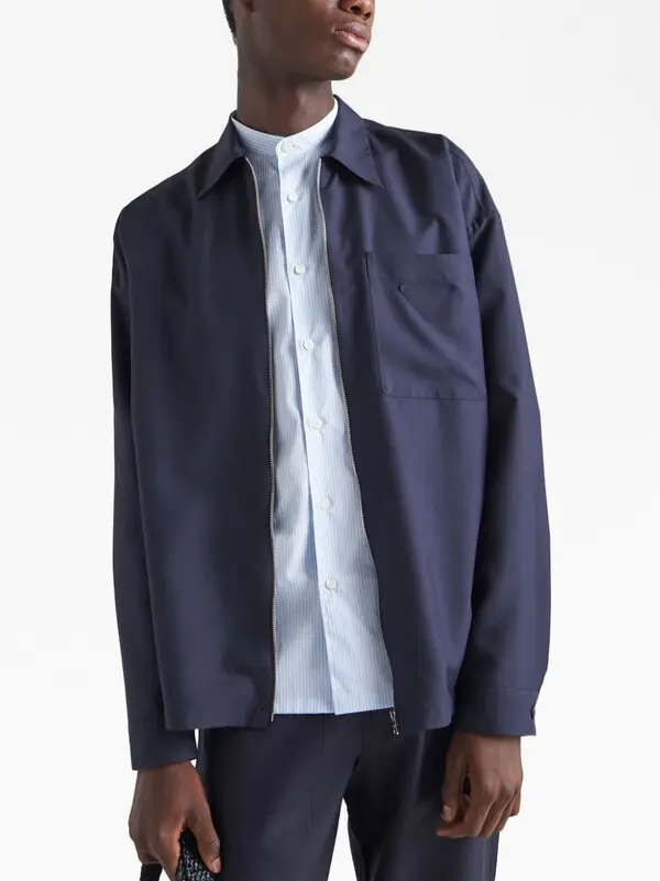 Prada Zip-front Silk Shirt