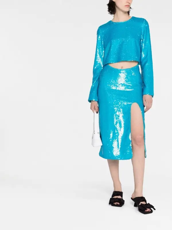 GANNI Sequin-embellished Crop Top