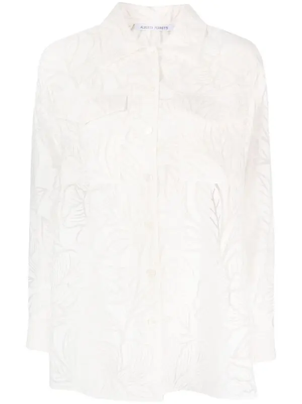 Alberta Ferretti Floral Sheer Shirt - White